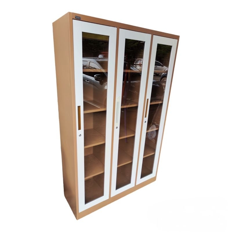 Jual Lemari Arsip Dokumen Kantor Besi 3 Pintu Kaca Swing Filing Cabinet ...