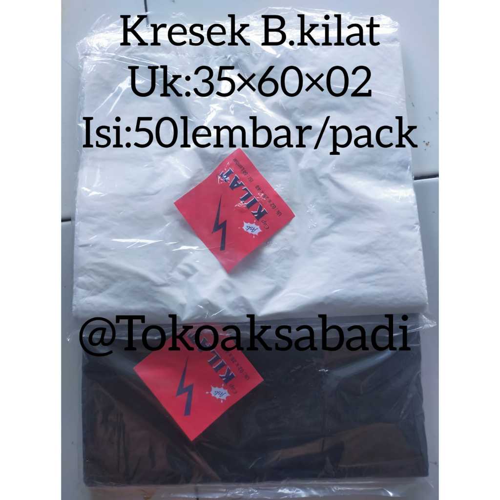 Jual Kantong Kresek Plastik Uk 35 x 60 Tebal 02 Bintang Kilat Putih/Hitam | Shopee Indonesia