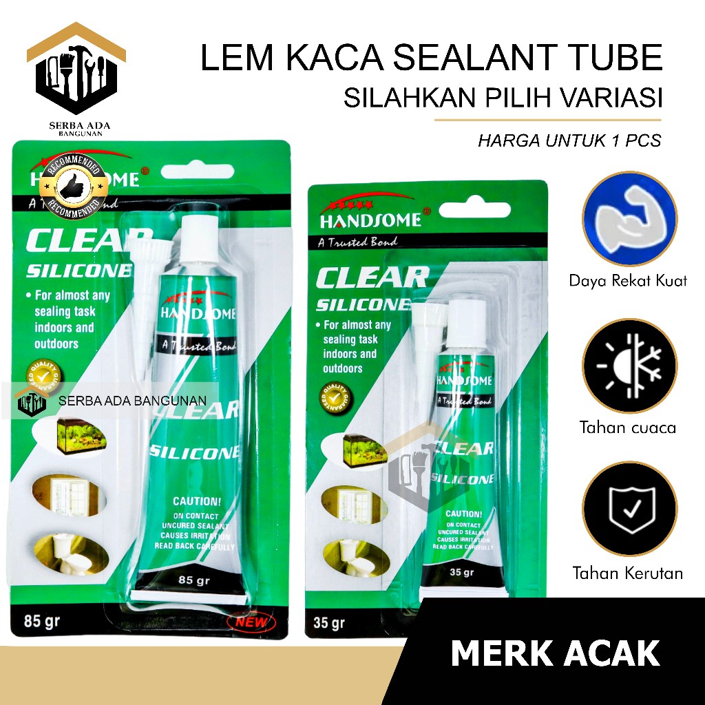 Jual SAB Lem Kaca Silicone Odol Tube Besar 85 gr gram Handsome Lem Kaca ...