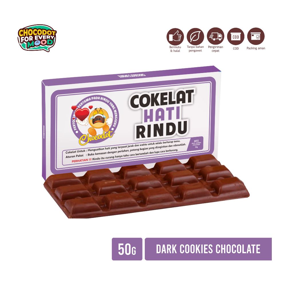 Jual Coklat Chocodot Mood Series Hati Rindu 50gr | Shopee Indonesia