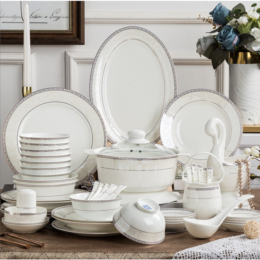 Jual Emery 60 Heads European Style ceramic tableware set piring makan ...