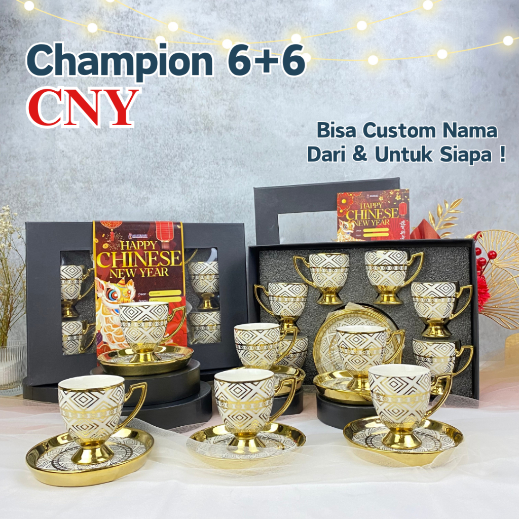 Jual Cangkir Teh Set Tatakan Keramik CHAMPION Hampers Gelas Souvenir ...
