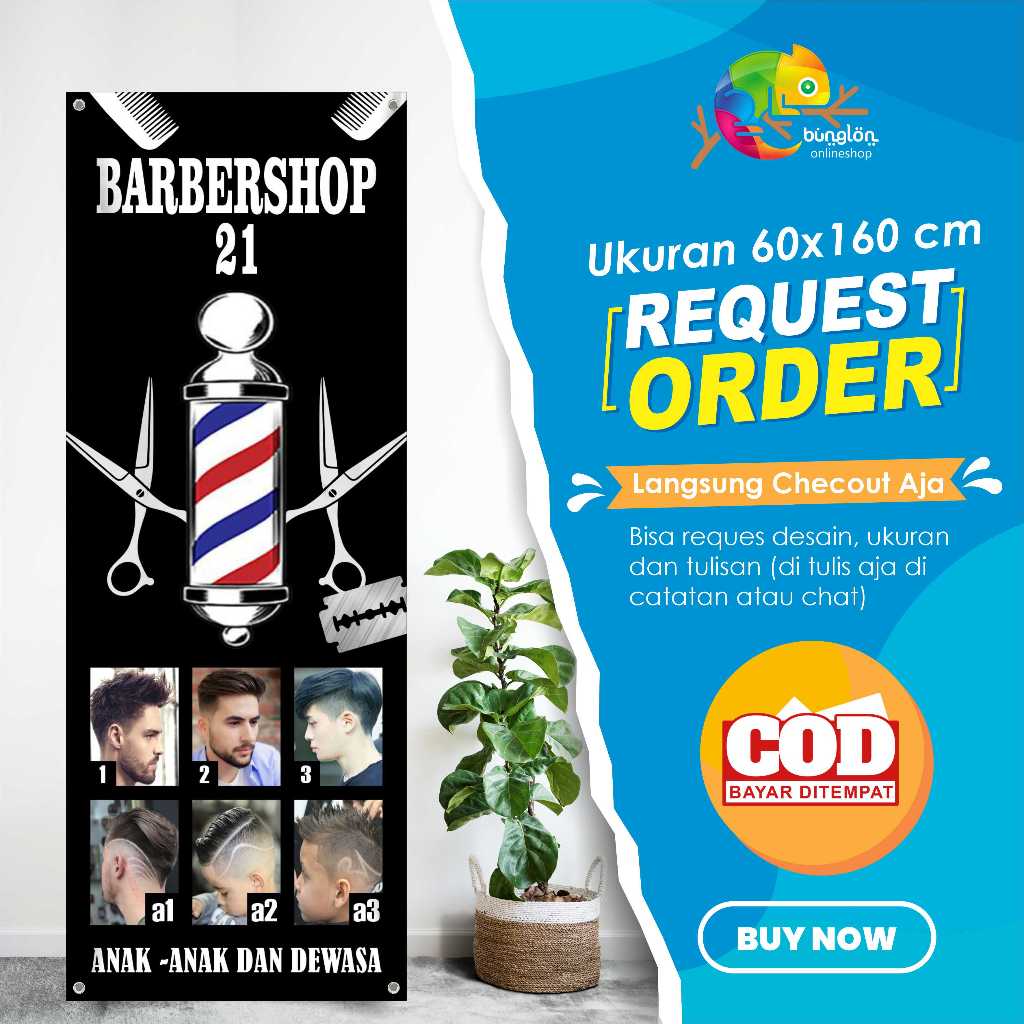 Jual Spanduk Banner 60x160 Barbershop Custom Desain | Shopee Indonesia