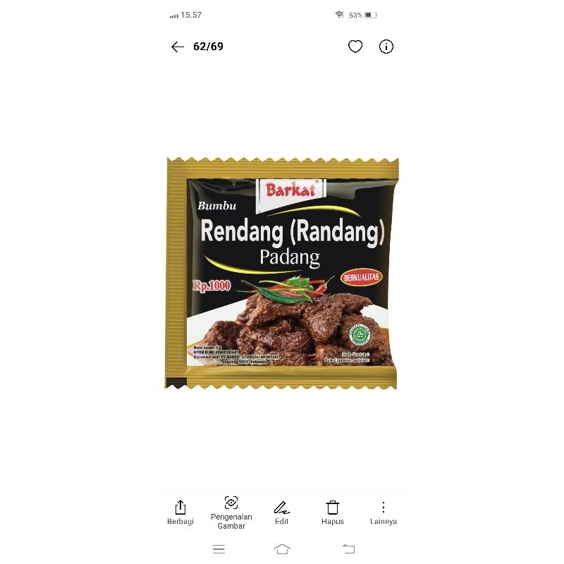 Jual Bumbu Rendang Padang sachet 3 gr | Shopee Indonesia