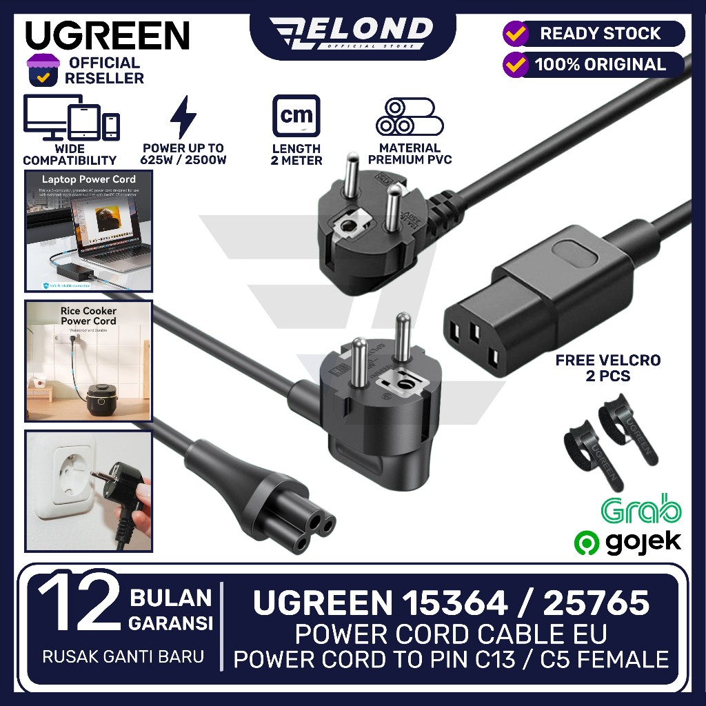 Jual Kabel Power / Power Cord UGREEN Kabel Laptop, UPS, Printer, CPU ...