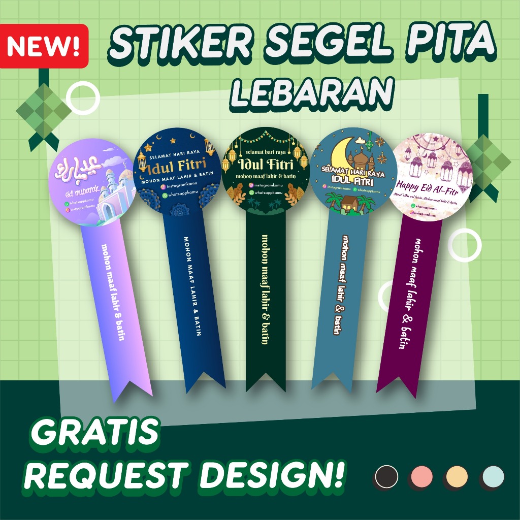 Jual Stiker Toples Kue Kering Idul Fitri Custom Cutting Pita Free ...