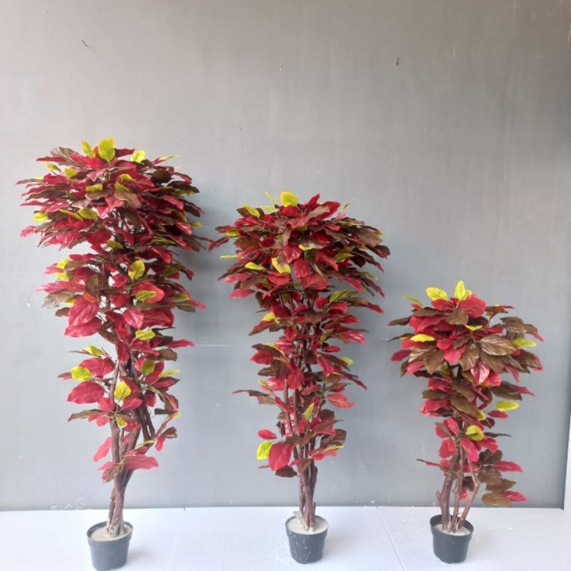 Jual pohon palsu artificial daun merah | Shopee Indonesia