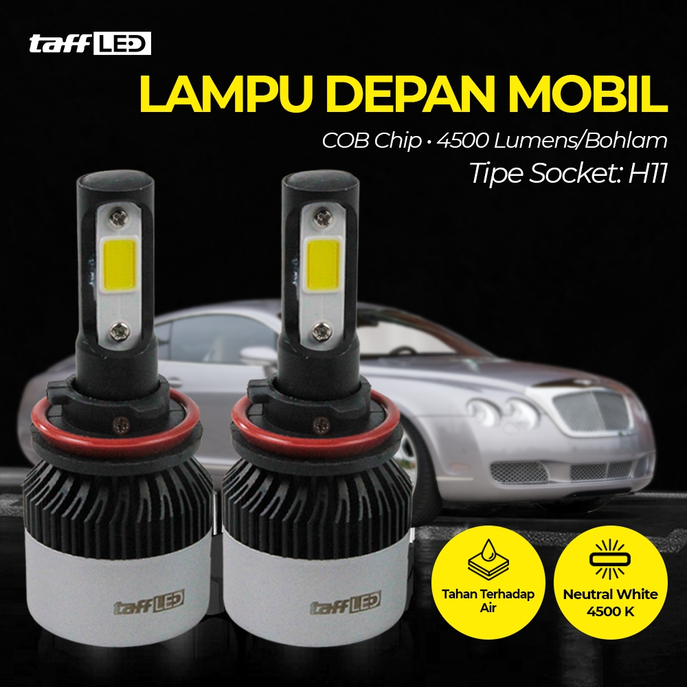 Jual TaffLED Lampu Depan Mobil Headlamp LED COB White 2 PCS H11 - S2 - Black | Shopee Indonesia