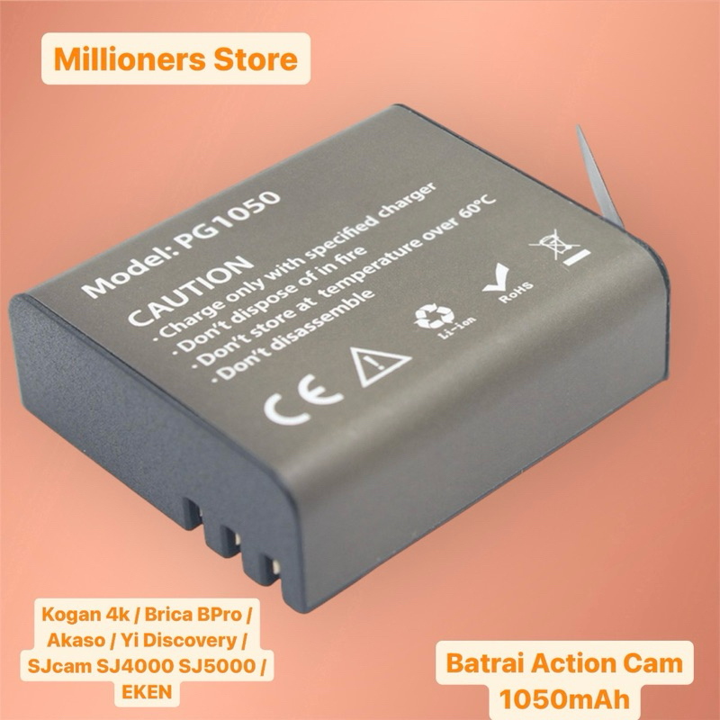 Jual Baterai Action Cam 1050mAh Kogan 4k / Brica BPro / Yi Discovery ...