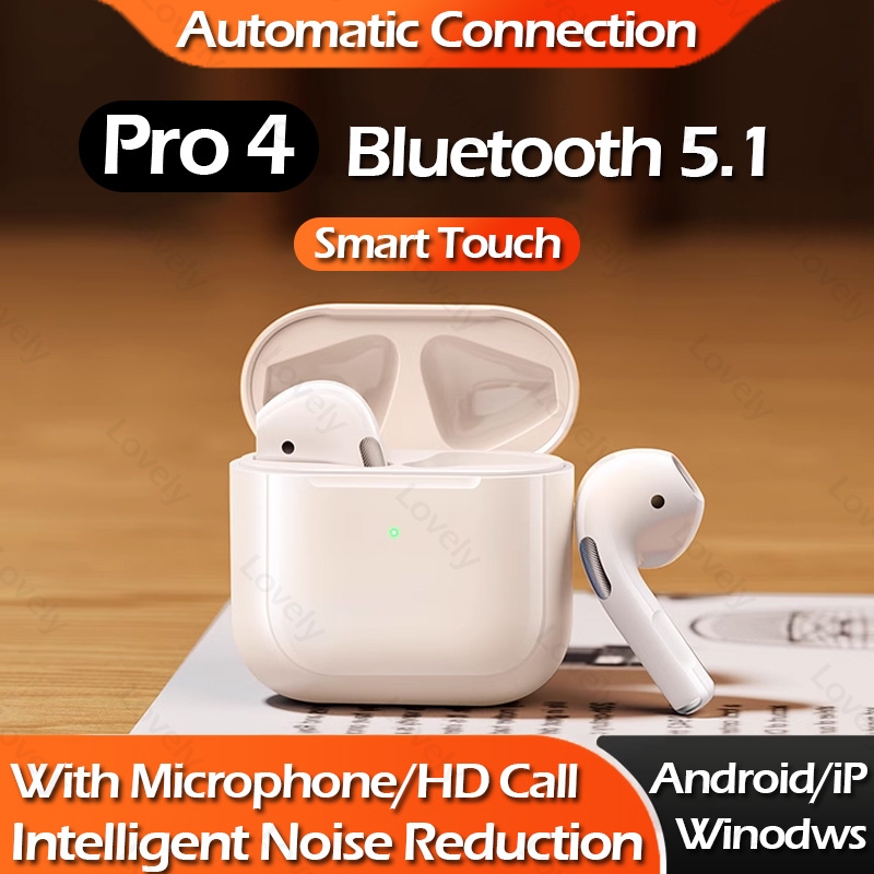 Jual Pro 4 Headset Bluetooth TWS with Mic Smart Touch Control Earphone Bluetooth HiFi Stereo ...