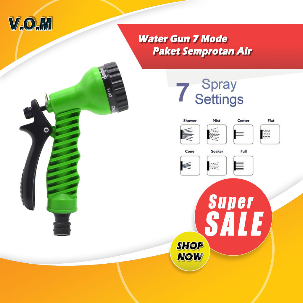 Jual Paket Semprotan Air dan Sambungan Selang Water Gun 7 Mode Semprot ...