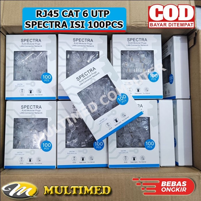 Jual KONEKTOR / Connector RJ45 CAT 6 UTP SPECTRA ISI 100 PCS | Shopee ...