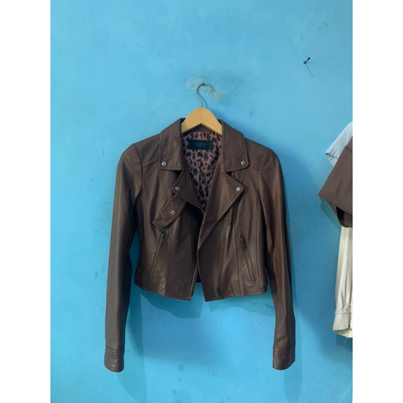 Jual JAKET KULIT CEWEK (LEATHER JACKET) PRELOVED | Shopee Indonesia