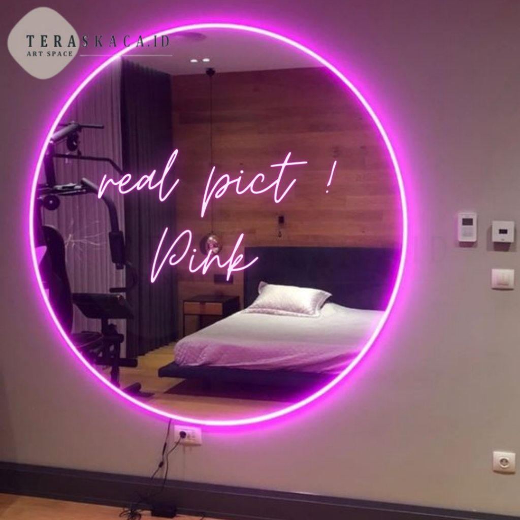 Jual Cermin Dinding Gantung Bulat LED Strip Kaca Cermin Lampu Aesthetic ...