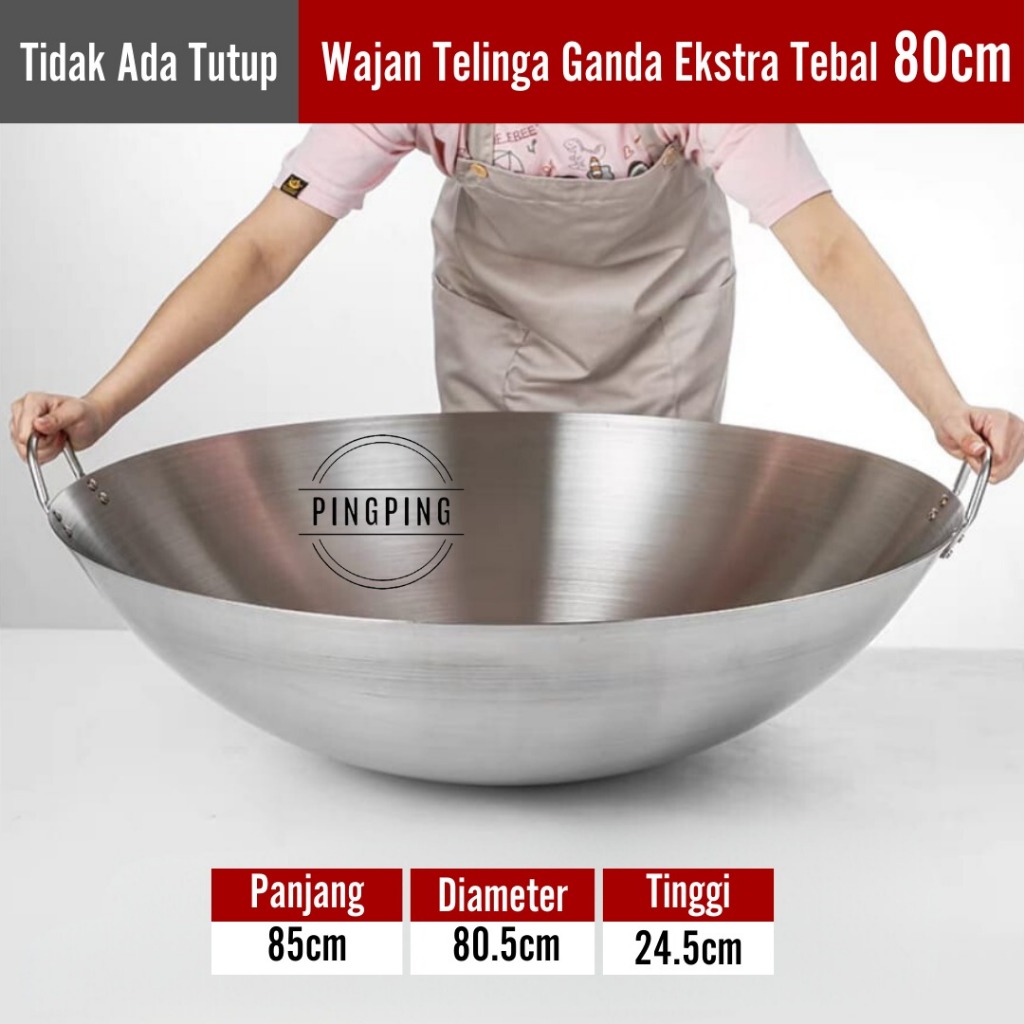 Jual wajan stainless anti lengket/wajan cekung/kuali stainless tebal asli SUS 304/wajan ...