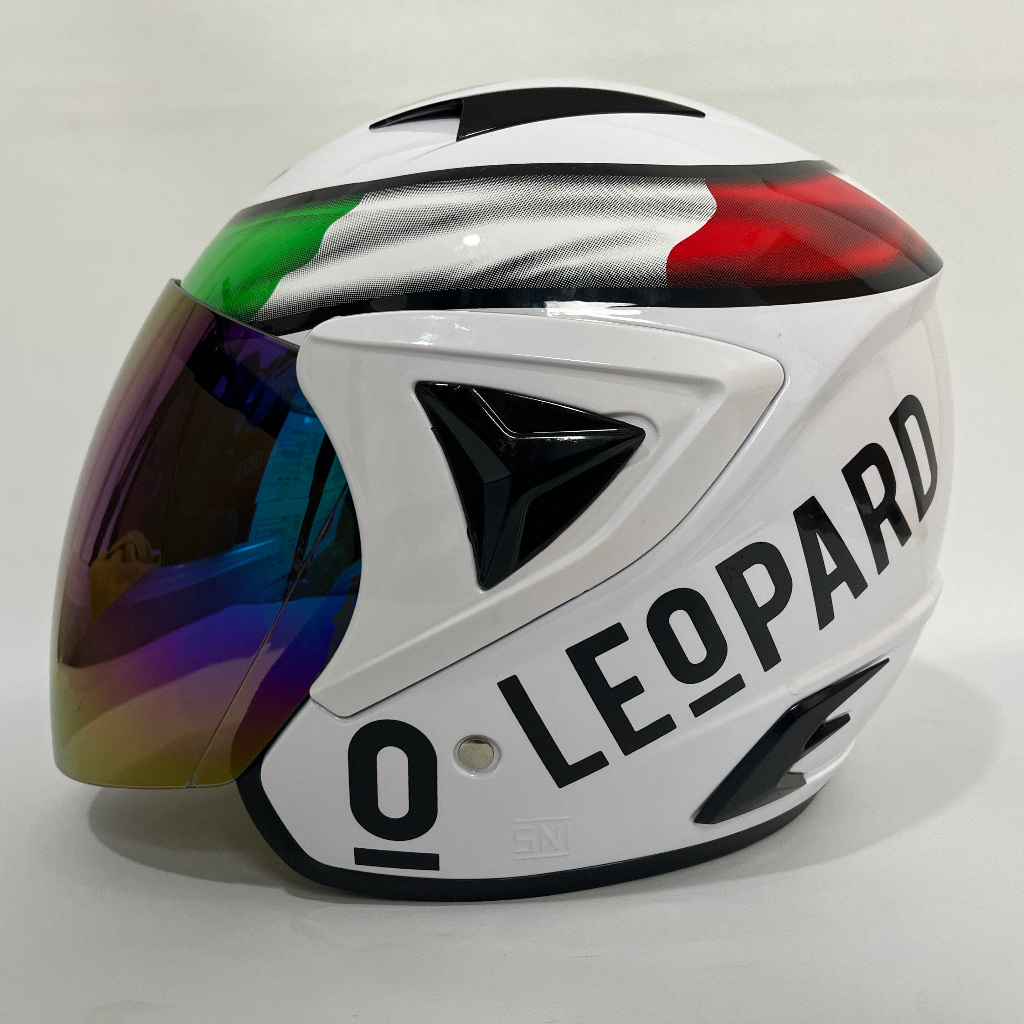 Jual Helm JP13 Leopard (Hitam) Putih Glossy - BXP - Single Visor ...