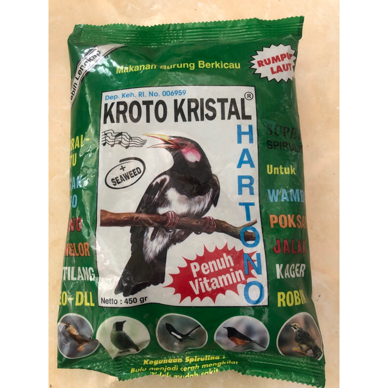 Jual Kroto Kristal Hartono Pakan Burung HIJAU 450 Gram | Shopee Indonesia