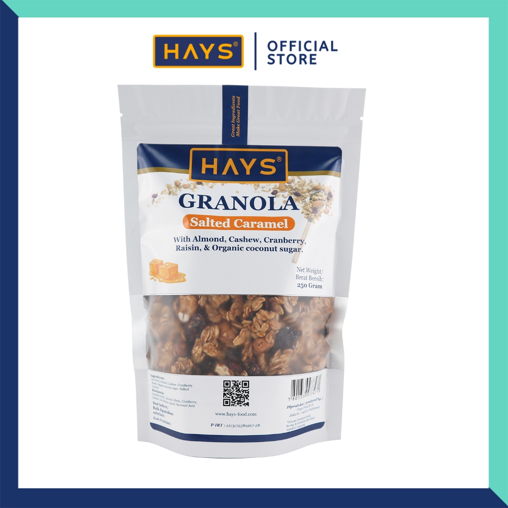 Jual HAYS Granola Salted Caramel 250 Gram / Sereal Oatmeal Karamel Asin ...