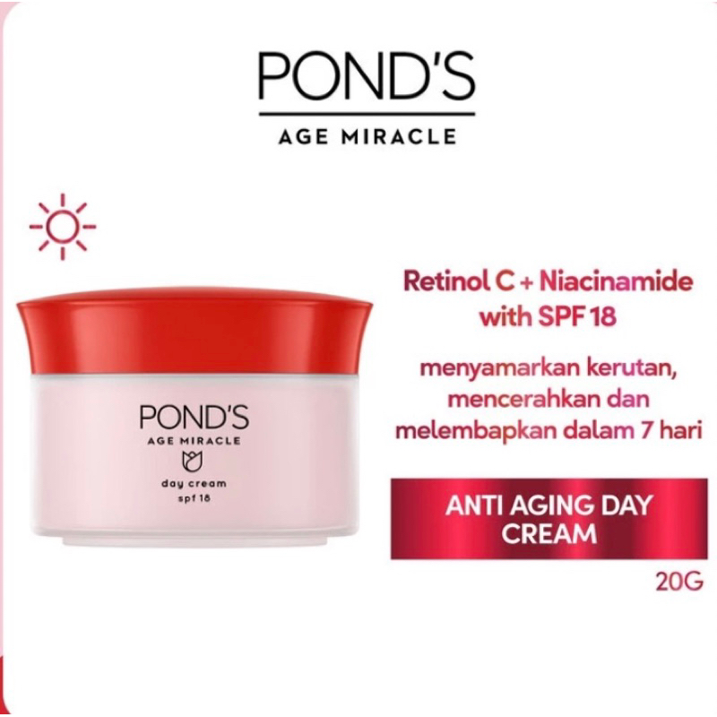 Jual Ponds Age Miracle Anti Aging Youthful Glow Day Cream 20gr | Shopee ...