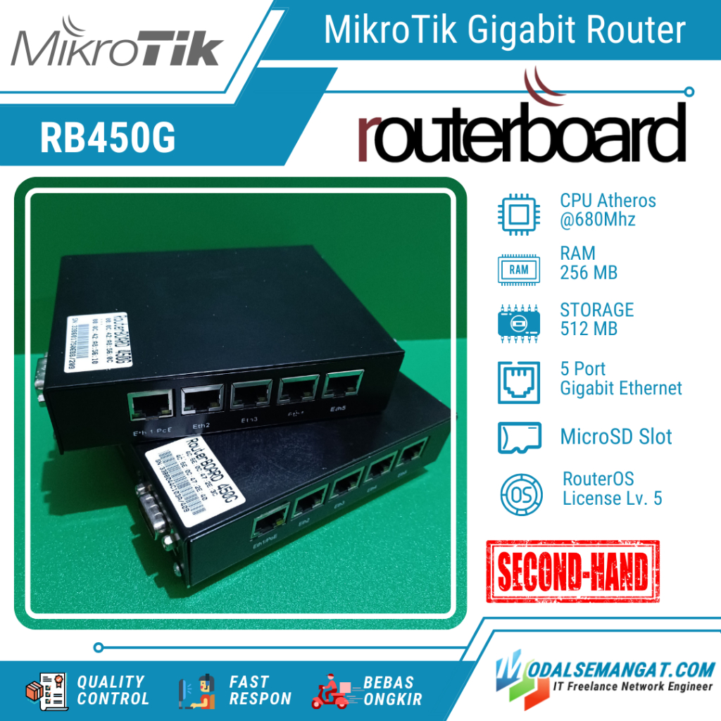 Jual MikroTik RB450G 680Mhz | RAM 256MB | Storage 512MB | Gigabit | License Lv5 | Shopee Indonesia
