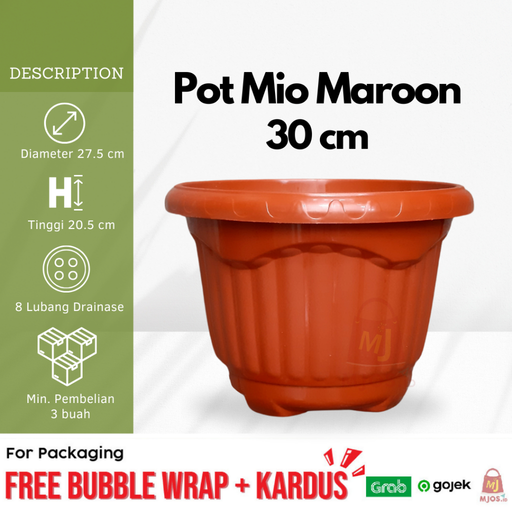 Jual Pot Bunga Plastik 30cm Tebal Estetik Indoor Outdoor Motif Garis ...