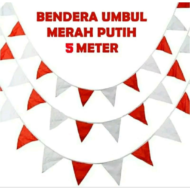 Jual bendera renteng segitiga merah putih 5m | Shopee Indonesia