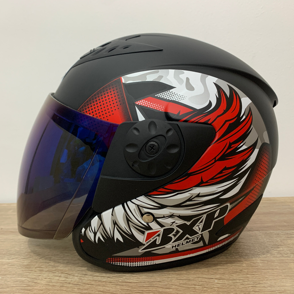 Jual Helm Vision Sayap (Merah Putih) Hitam Doff - BXP - Single Visor ...