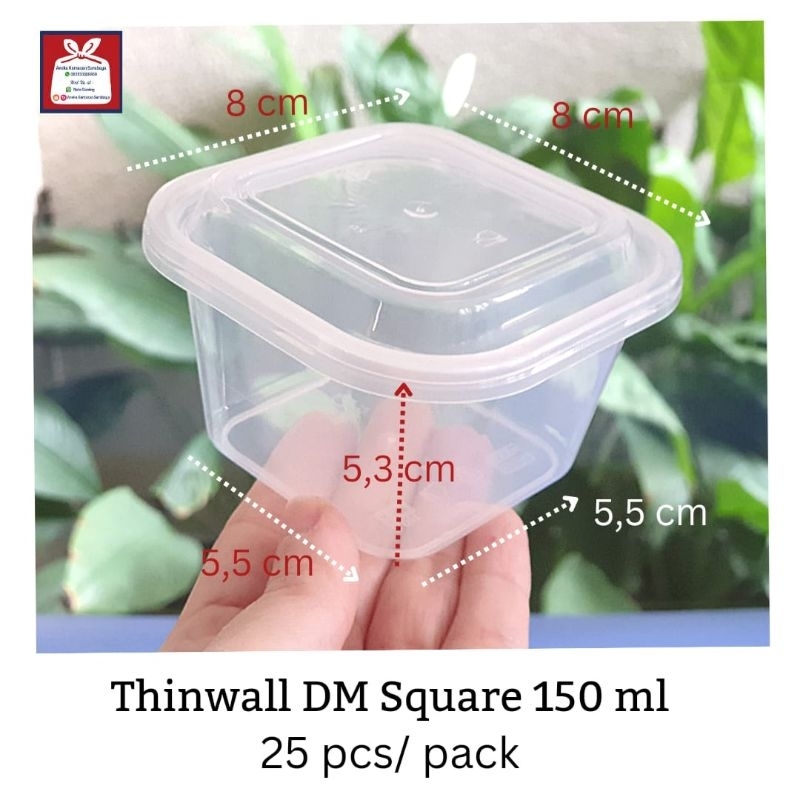Jual Thinwall Square Mini 150ml - 120ml / Cup Puding Square. Isi 25pcs ...