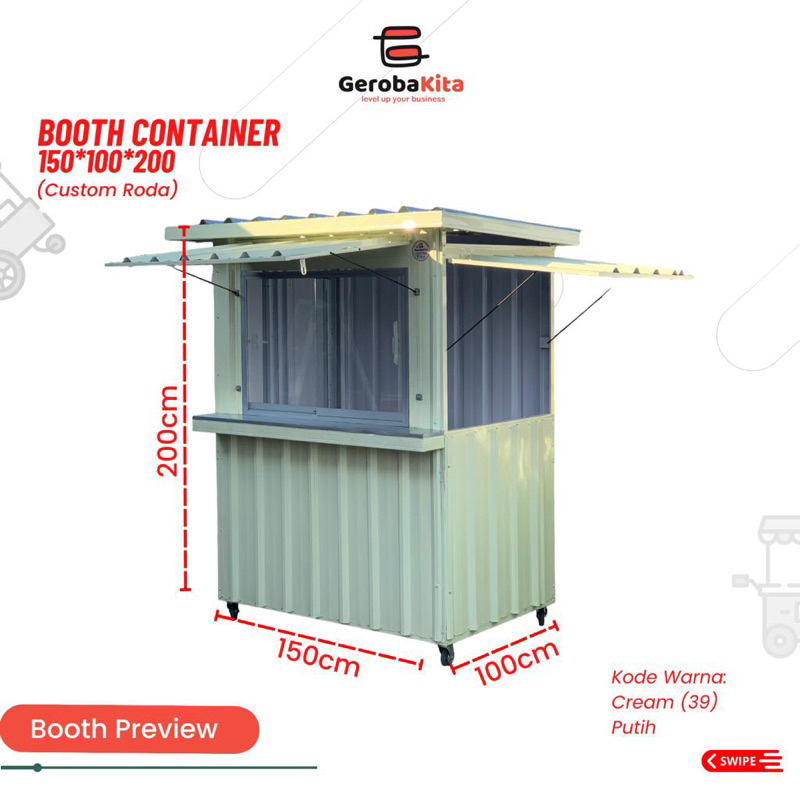 Jual Booth Container 150x100x200 Custom Kaca geser | Shopee Indonesia