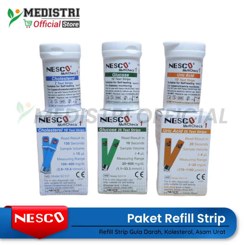 Jual Nesco Refill Strip Stik Cek Gula Darah Diabetes Asam Urat Uric ...