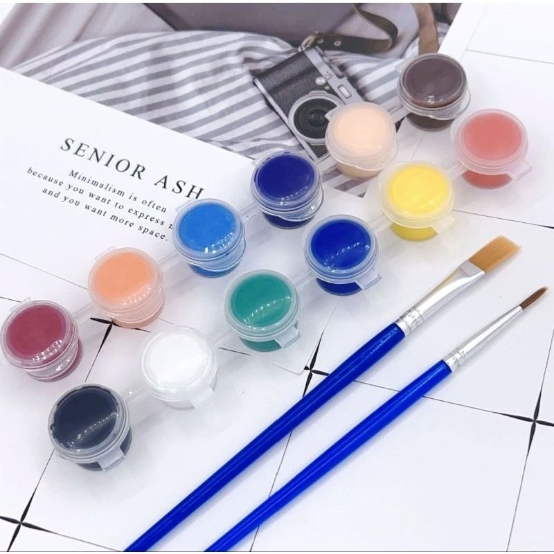 Jual Paket Hemat Cat Akrilik Free Kuas - Cat Mewarnai Akrilik Mini 3ml ...