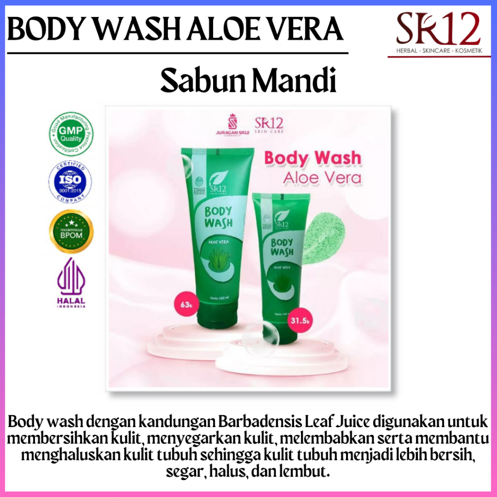 Jual SR12 Sabun Mandi Aloevera BPOM- Sabun Badan Cair Pencerah ...