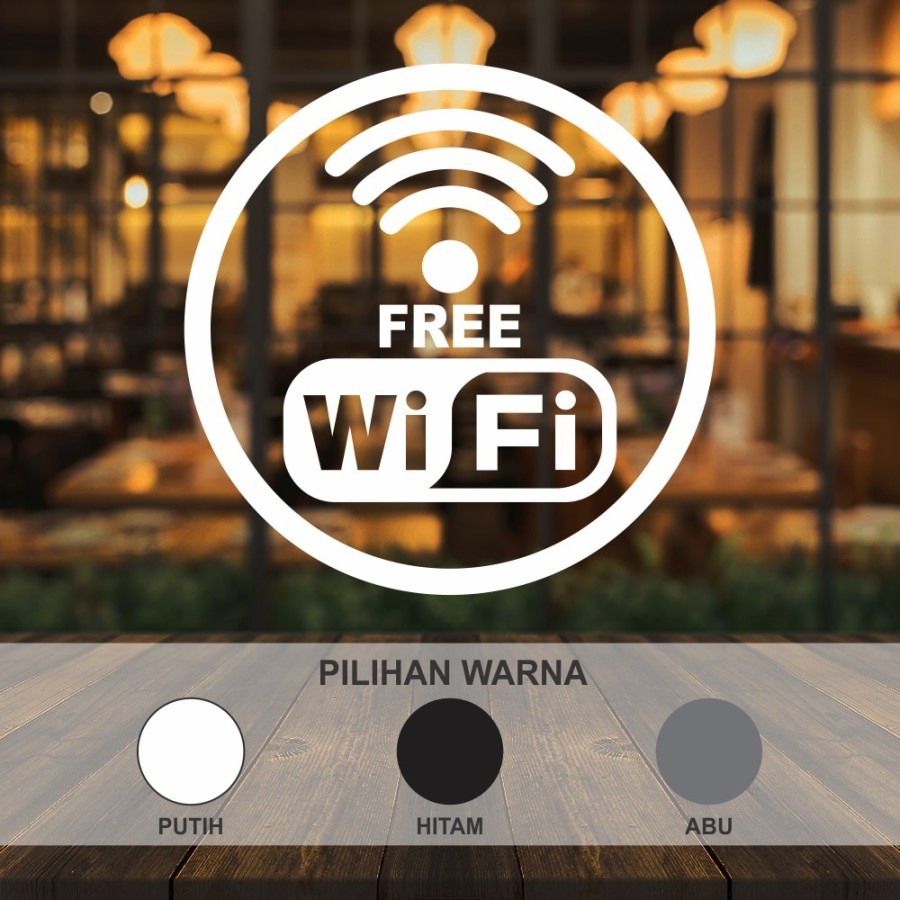 Jual Cutting Sticker Free Wifi Bulat Stiker Kaca Cafe Resto Stiker ...