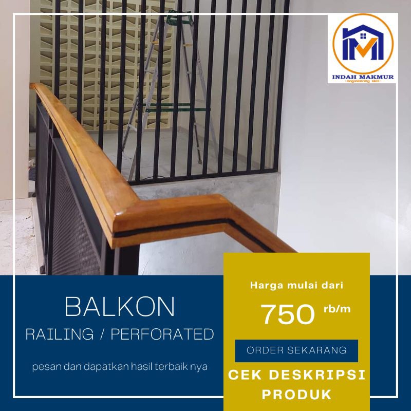 Jual Pagar balkon / railing model industrial perforated / plat lubang ...