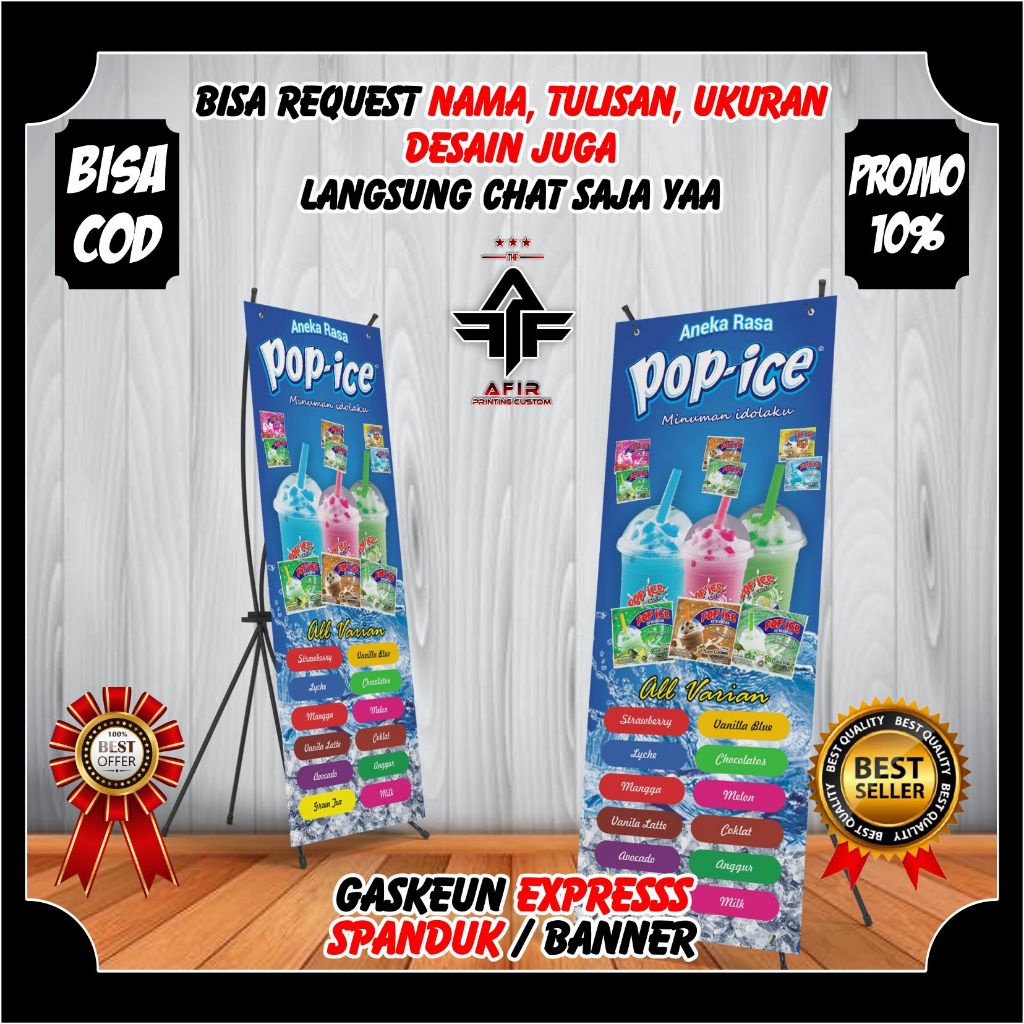 Jual Banner Pop Ice, Spanduk Pop Ice, ukuran 60x160cm / spanduk minuman ...