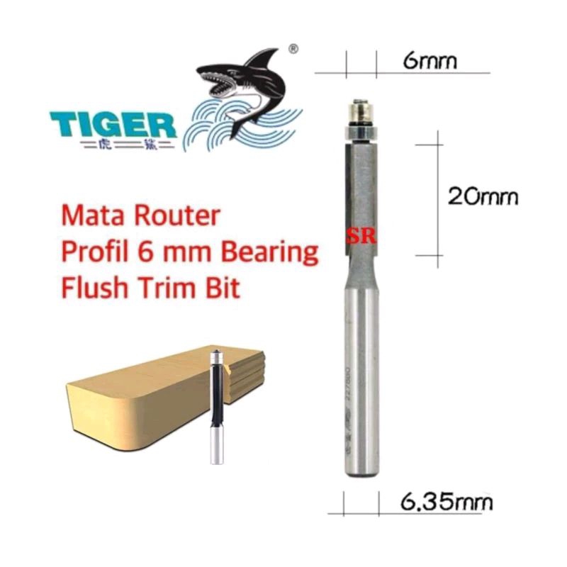 Jual Mata Router/ Profil 6 mm Bearing/ Roda/ Straight Bit With Bearing ...