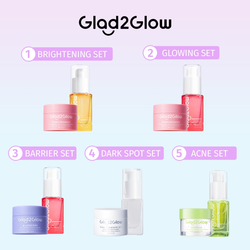 Jual Glad2Glow 2pcs Skincare Paket Moisturizer + Serum - Brightening ...