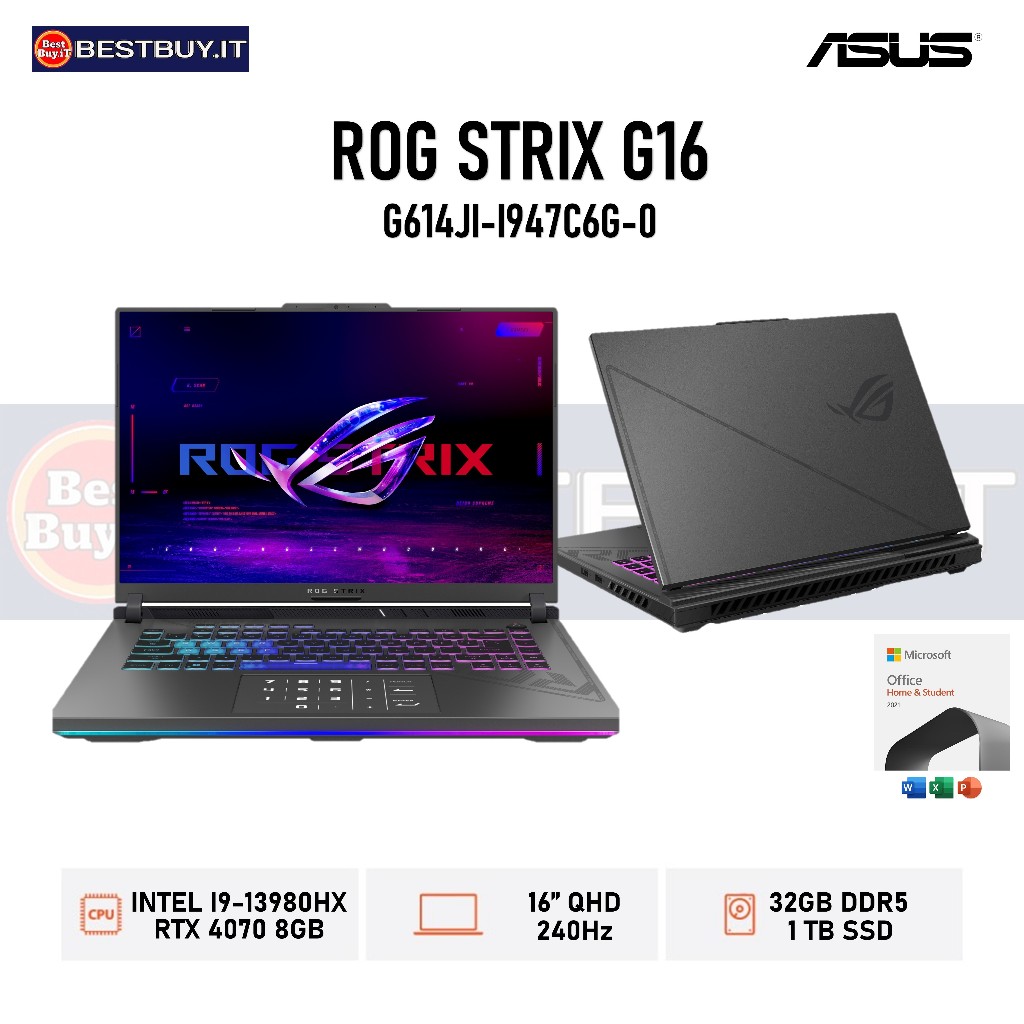 Jual ASUS ROG STRIX G16 G614JI I9-13980HX 32GB 1TB RTX4070 16" QHD W11 ...