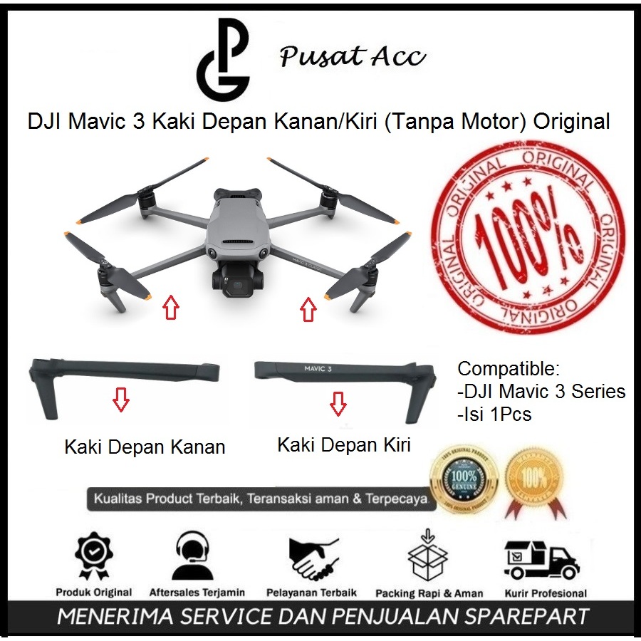 Jual DJI Mavic 3 Kaki Depan KANAN/KIRI Arm Shell Original for Mavic 3 ...