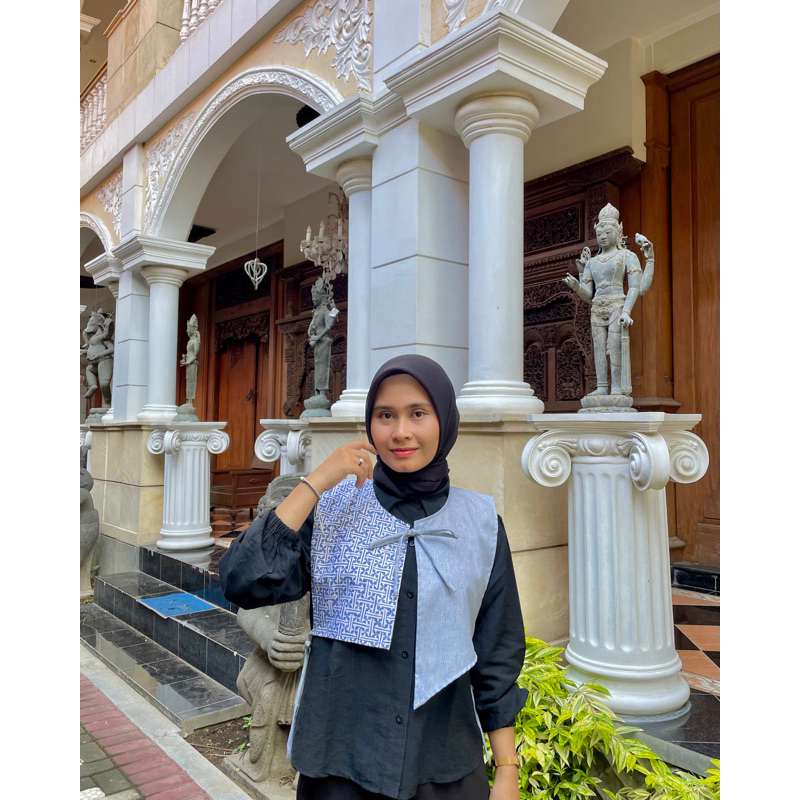 Jual bilula- Kinjani vest batik | vest asimetric | vest | Shopee Indonesia