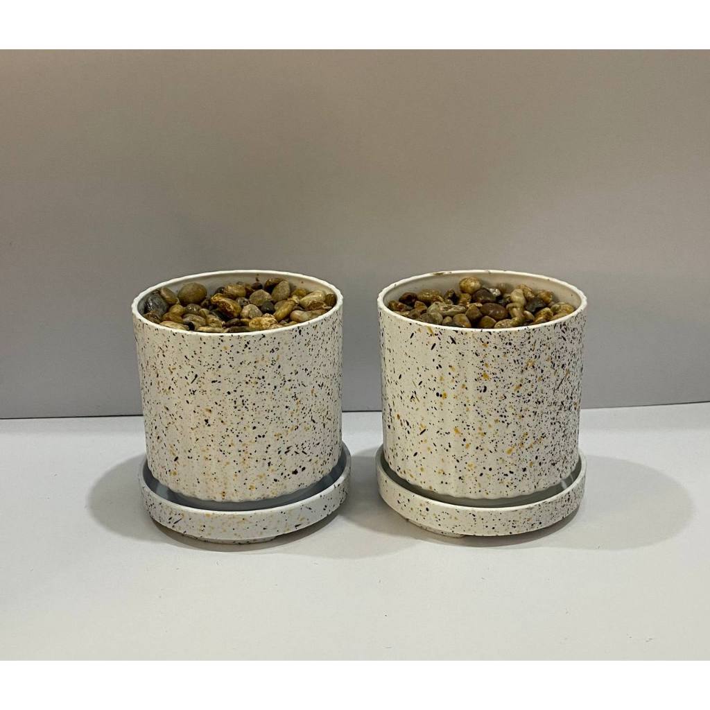 Jual Pot Bunga Plastik Marmer+Alas +Batu 90# | Shopee Indonesia