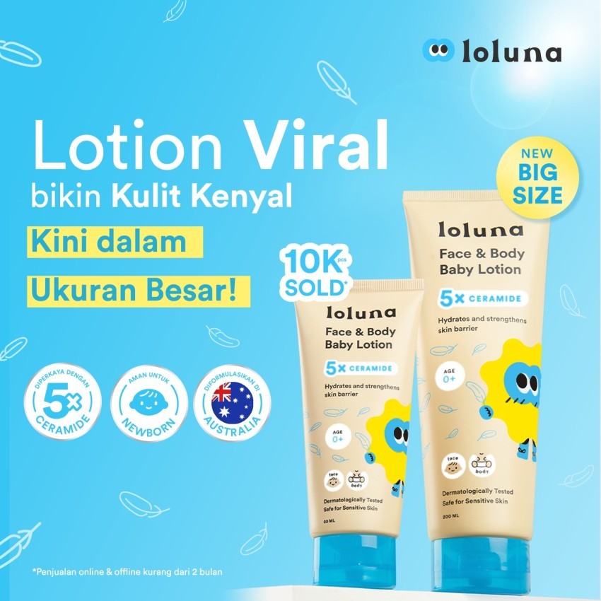 Jual LOLUNA Face & Body Baby Lotion 80ml | 5x Ceramide - Lotion Krim ...