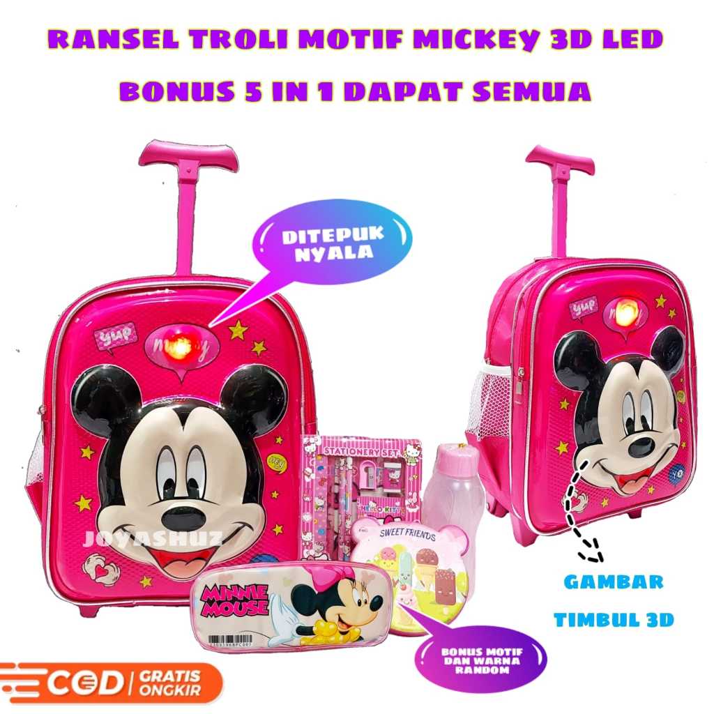 Jual Tas Sekolah Anak Perempuan TK Troli Dorong Mickey - Troli Anak Gratis Hadiah - Tas Troli ...
