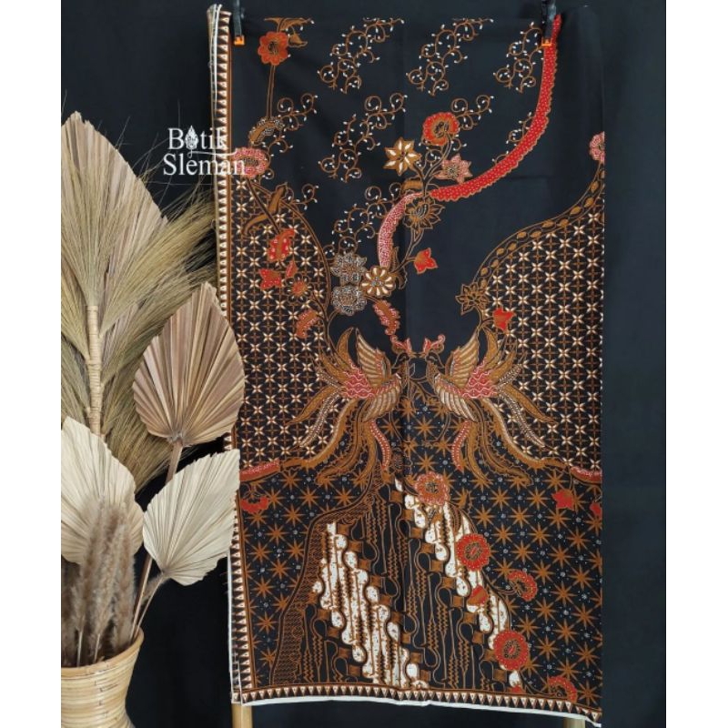 Jual Kain Batik 2.4m Motif Burung Hong Merah Hitam | Shopee Indonesia