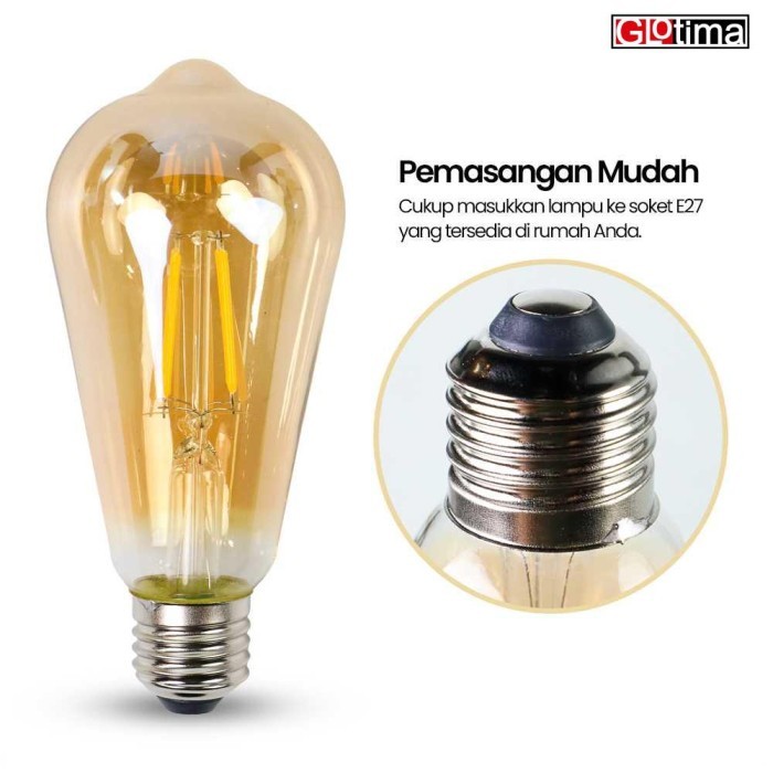 Jual LAMPU LED FILAMEN 4 WATT EDISON 4W 2W ST64 G45 C35 FILAMENT LED BULB 4W E27 OVAL LAMPU CAFE ...