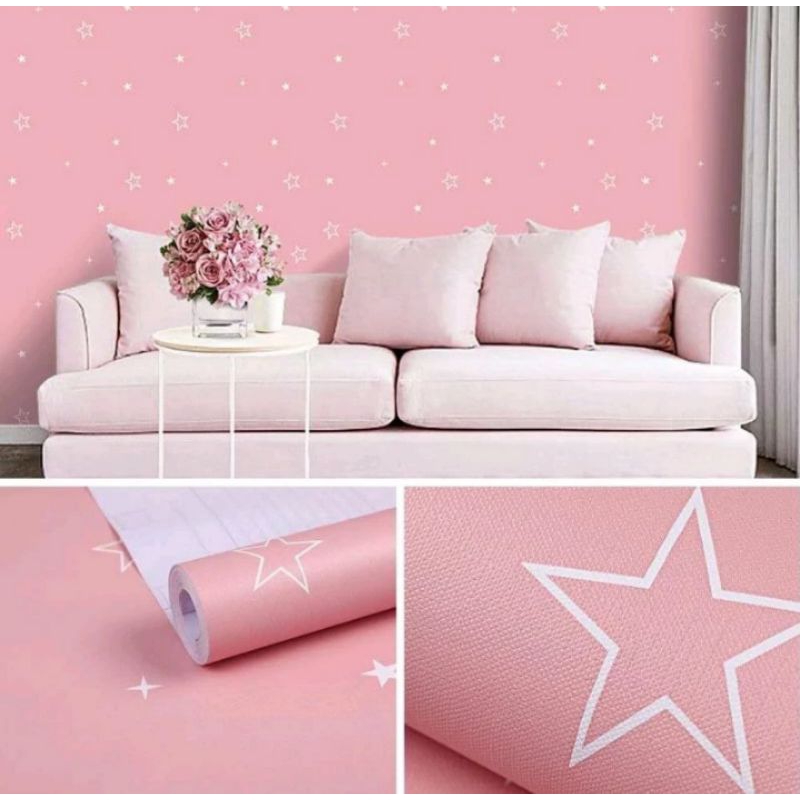 Jual Wallpaper Dinding Bintang Pink Polos Wallpaper Dinding Kamar Tidur ...