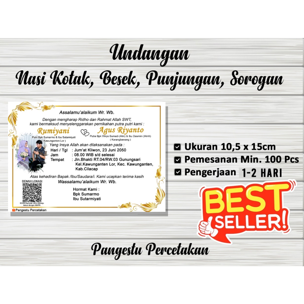 Jual (1 HARI JADI TANPA PO) CETAK UNDANGAN BESEK | UNDANGAN SOROGAN ...