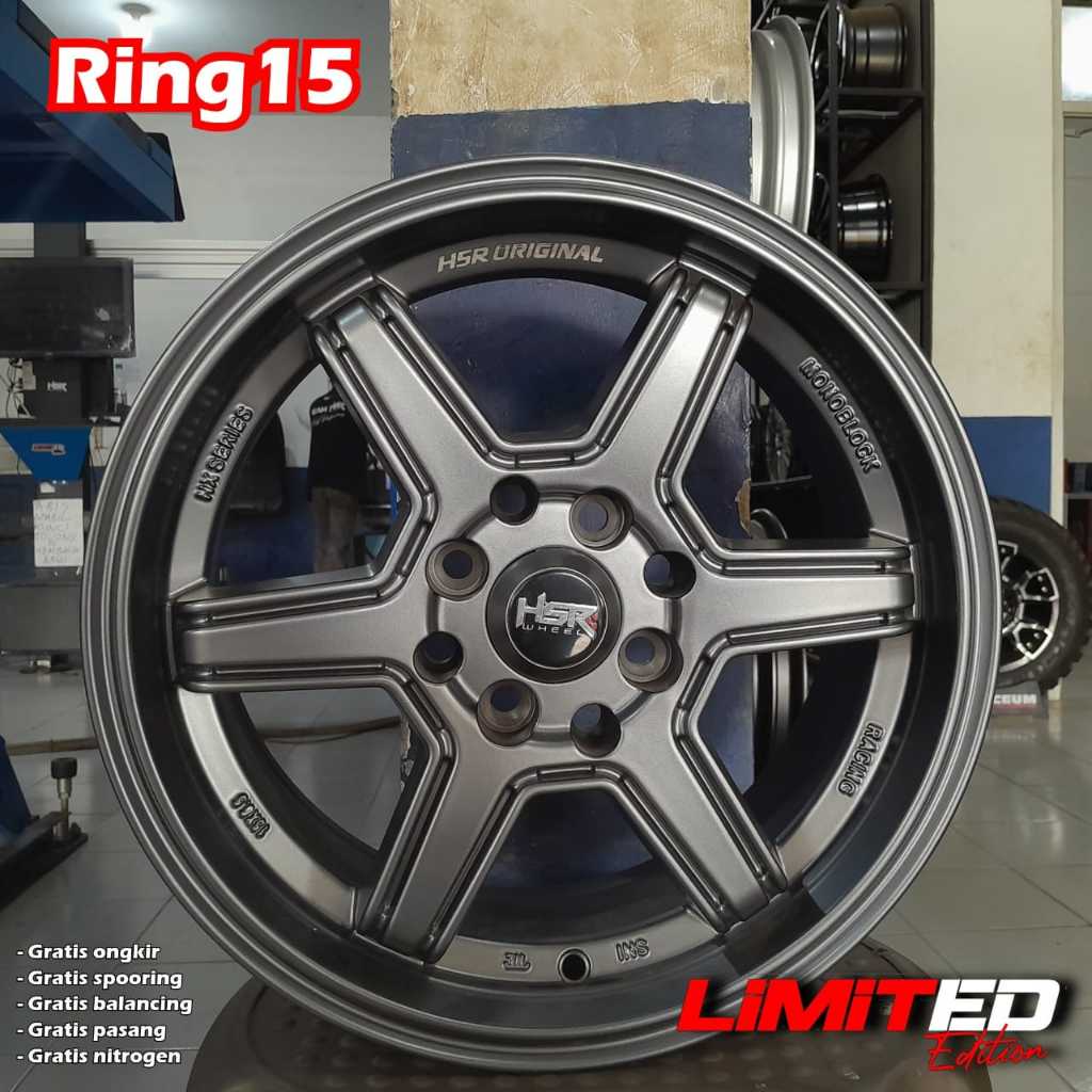 Jual Velg racing ring 15 HSR MINAS lebar 6,5 inch et 40 pcd 4x100/114,3 r15 velg mobil grand ...