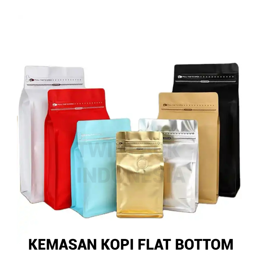Jual Kemasan Kopi 200 - 250 Gram Ziplock Flat Bottom | Valve | Zipper | Packaging Kopi | Shopee ...