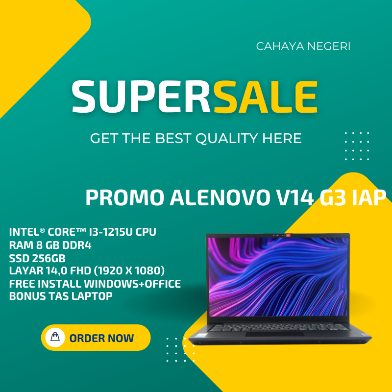 Jual PROMO LAPTOP Lenovo V14 G3 IAP CORE I3 GENERASI 12 RAM 8GB SSD ...